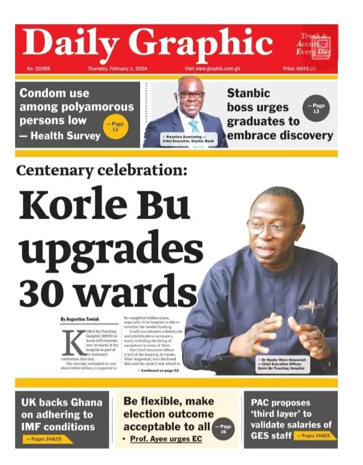 Today's front pages: Thursday, February 1, 2024 - MyJoyOnline