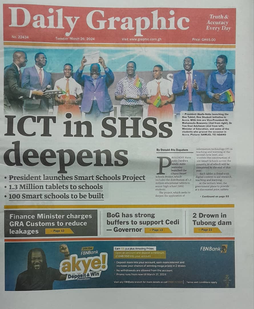 Today’s front pages: Tuesday, March 26, 2024 - MyJoyOnline