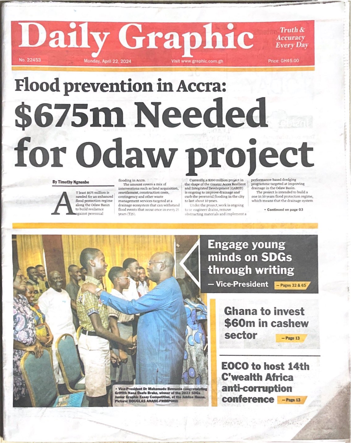 Today's front pages: Monday, April 22, 2024 - MyJoyOnline