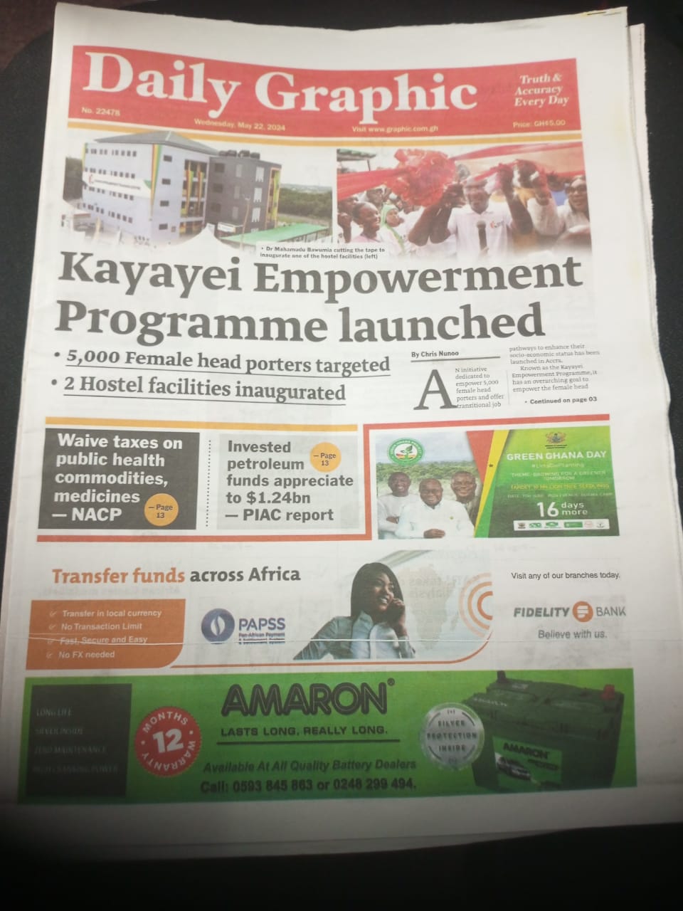 Today's front pages: Wednesday, May 22, 2024 - MyJoyOnline