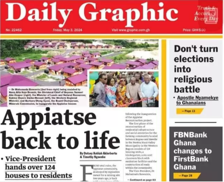 Today's front pages: Friday, May 3, 2024 - MyJoyOnline