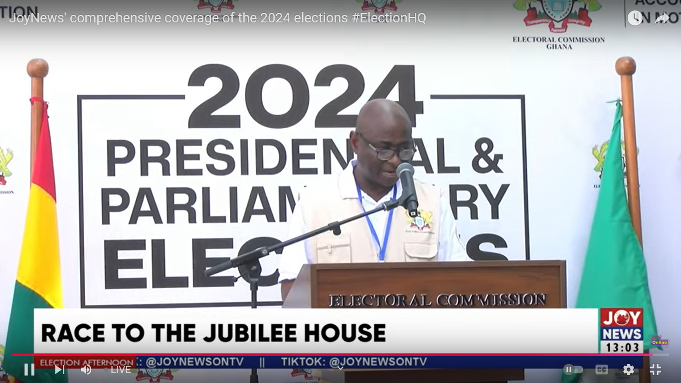 2024 Election: Party agents are comporting themselves – EC - MyJoyOnline