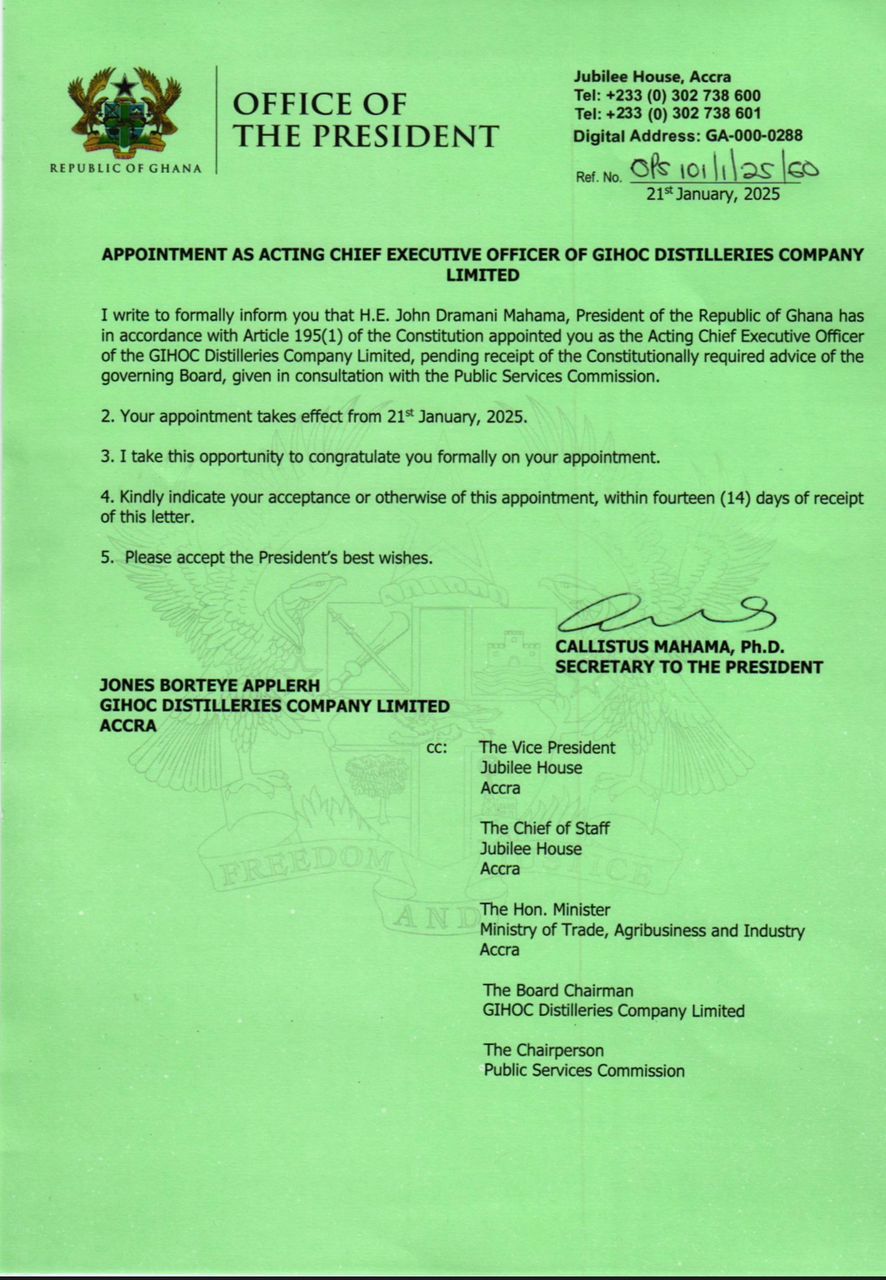 Jones Applerh appointed acting CEO of GIHOC - MyJoyOnline