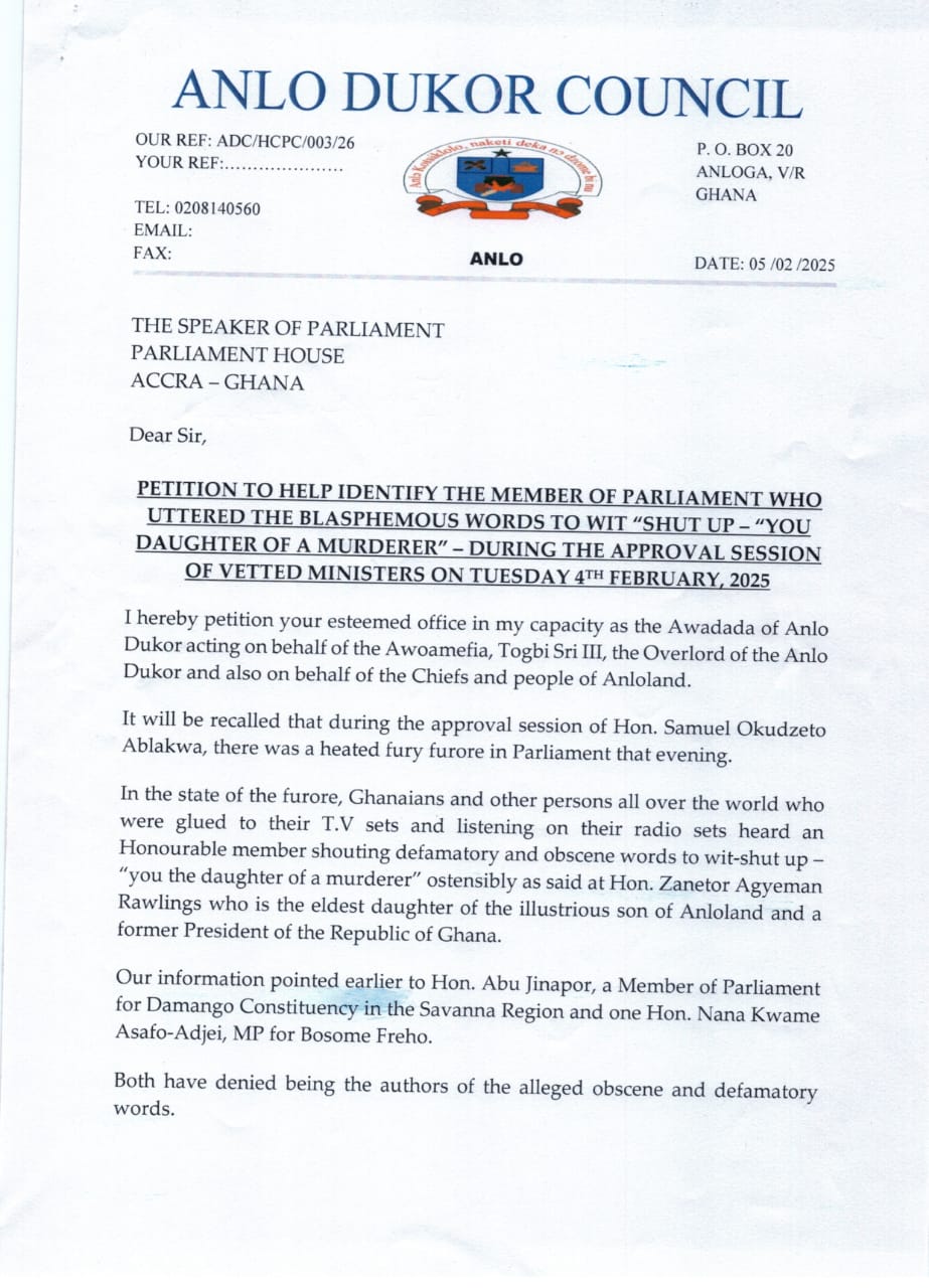 Anlo Chiefs give Speaker 5 days to identify MP who called Zanetor ...