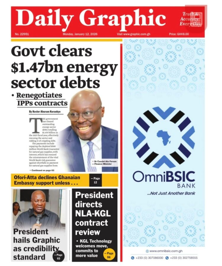 Today's Front pages: Monday, January 12, 2026 - MyJoyOnline