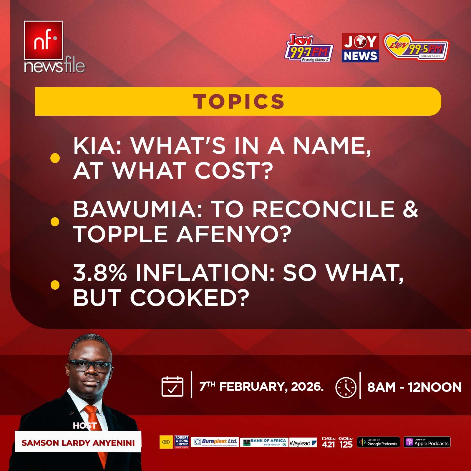 Newsfile to discuss KIA renaming controversy, NPP unity test and ...