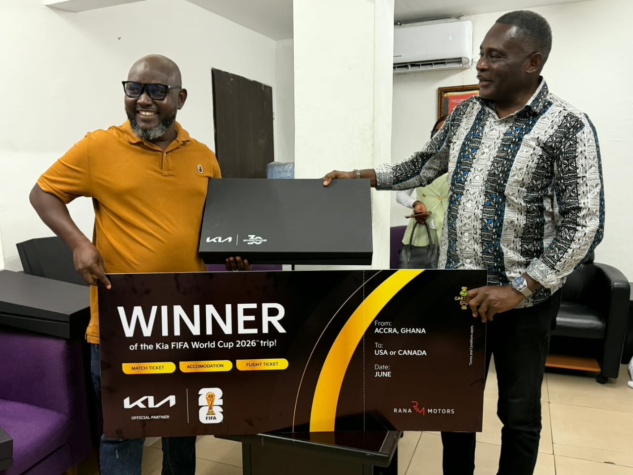 Albert Teye wins Kia Ghana World Cup contest grand prize on Joy FM ...